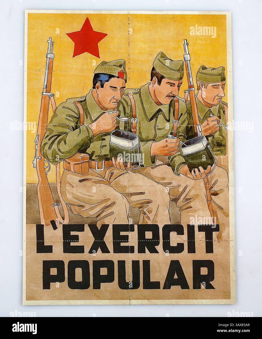 Vintage historical Spanish Civil War Poster with perforated voucher ...