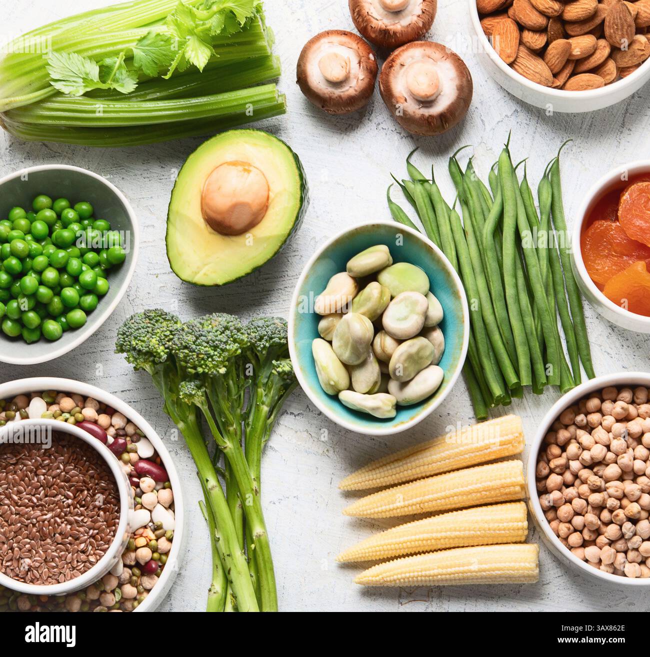 Food sources of plant based protein. Healthy diet with legumes, dried ...