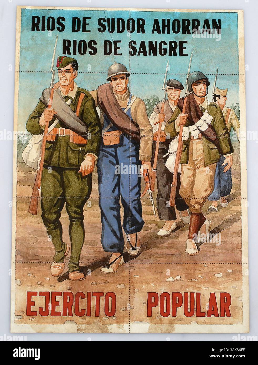 Vintage historical Spanish Civil War Poster with perforated voucher ...