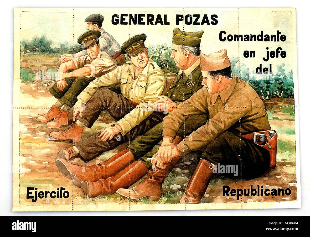 Vintage historical Spanish Civil War Poster with perforated voucher coupons on the back, 1936 ...