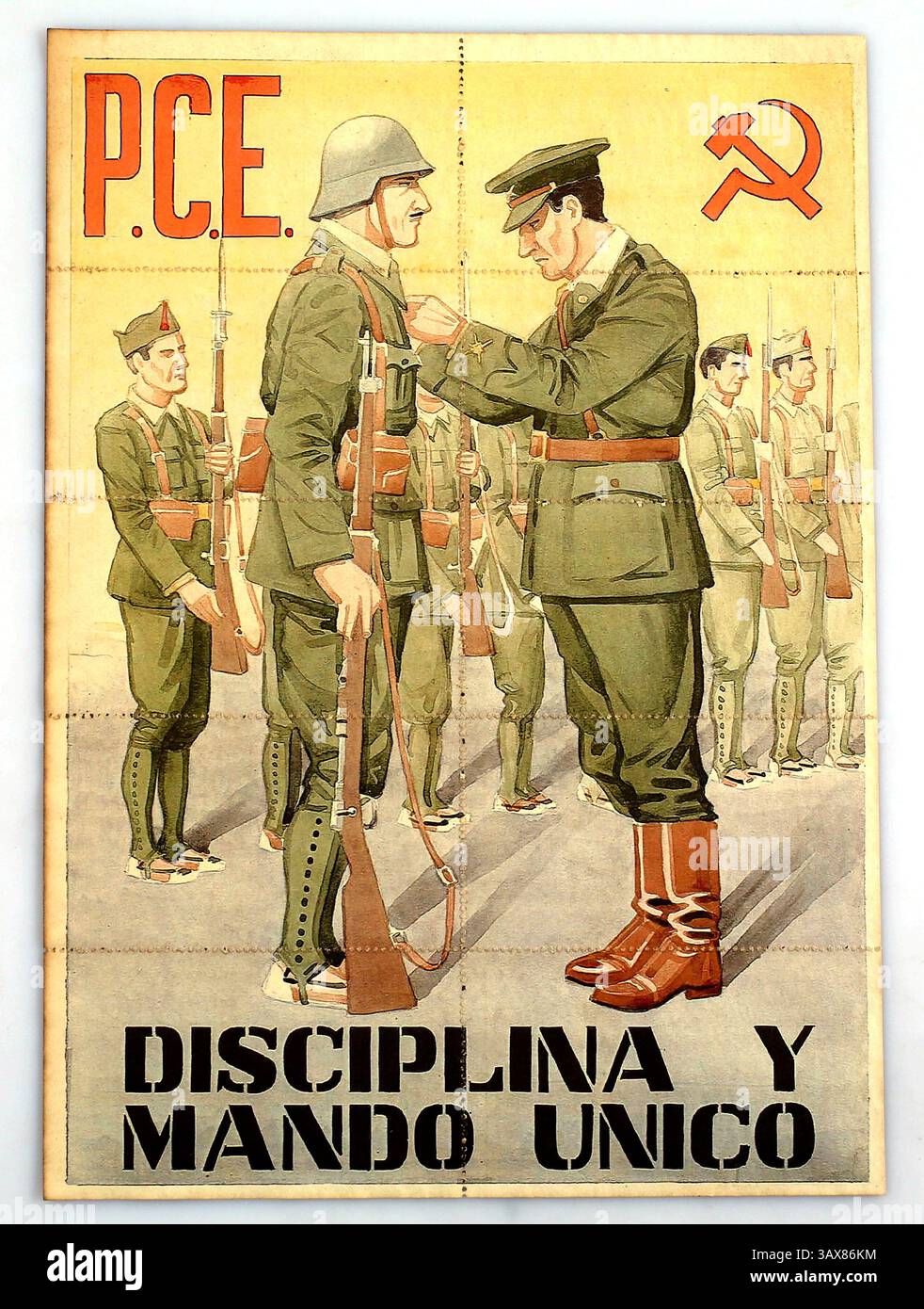 Vintage historical Spanish Civil War Poster with perforated voucher ...