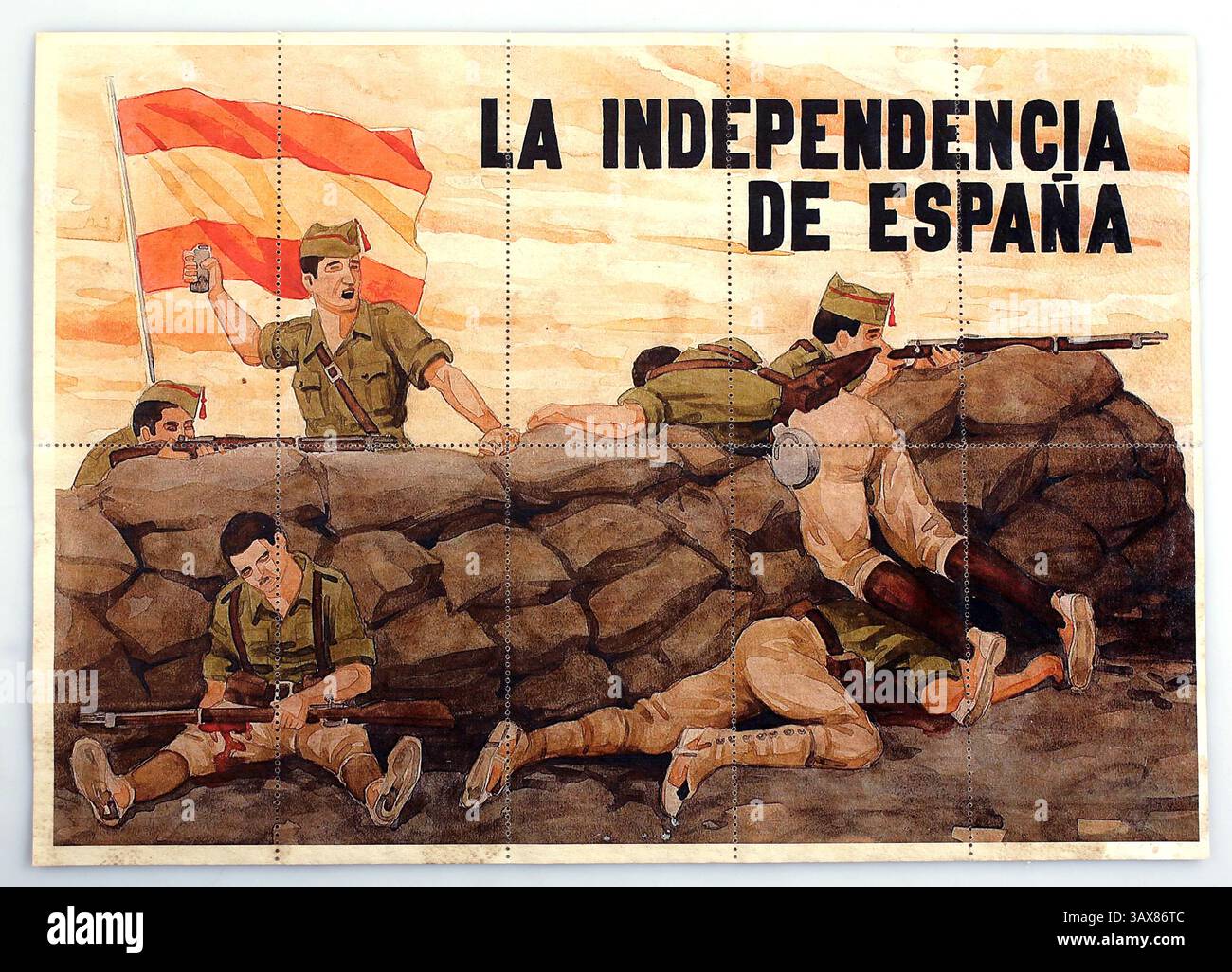 Vintage historical Spanish Civil War Poster with perforated voucher ...