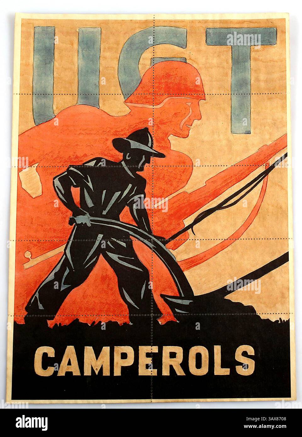 Vintage historical Spanish Civil War Poster with perforated voucher coupons on the back, 1936 ...