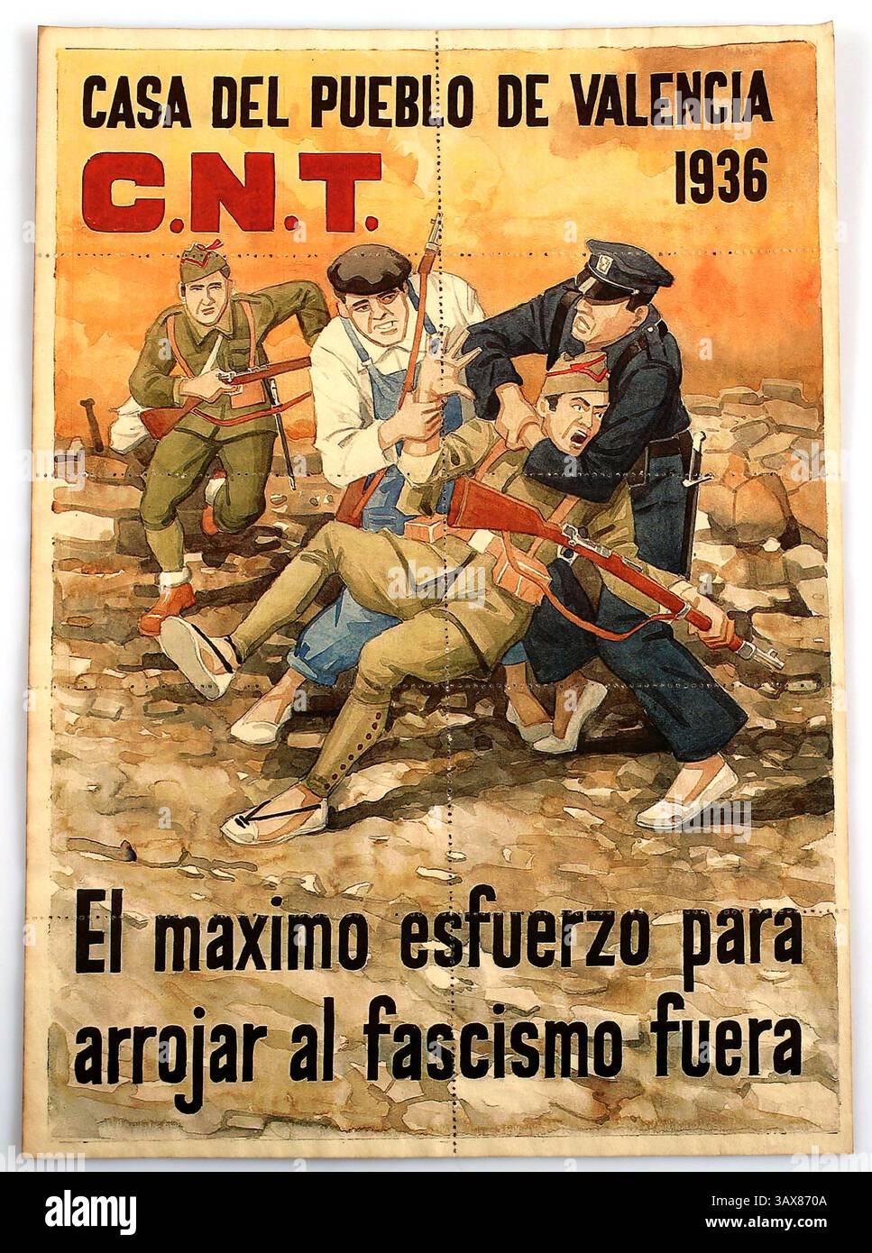 Vintage historical Spanish Civil War Poster with perforated voucher ...