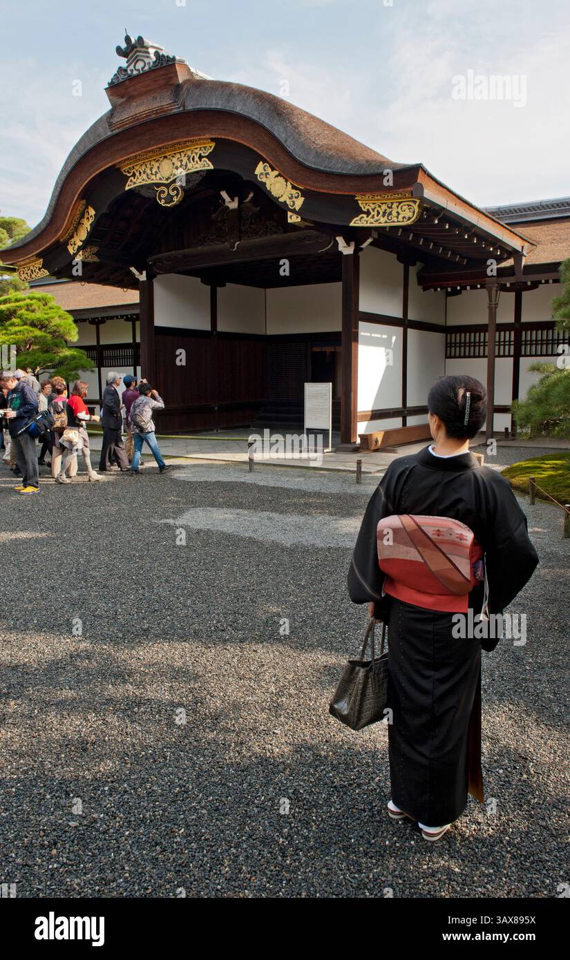 Visitors on a tour of the Kyoto Gosho (Kyoto Imperial Palace), the ...