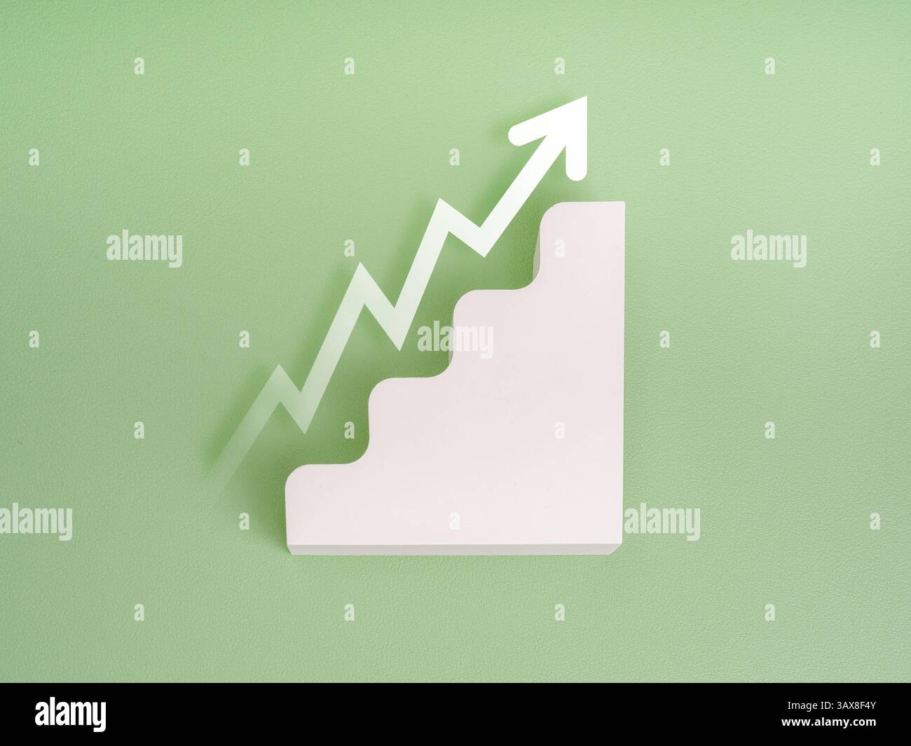 Rise up glowing arrow, volatility index chart on white blocks business ...