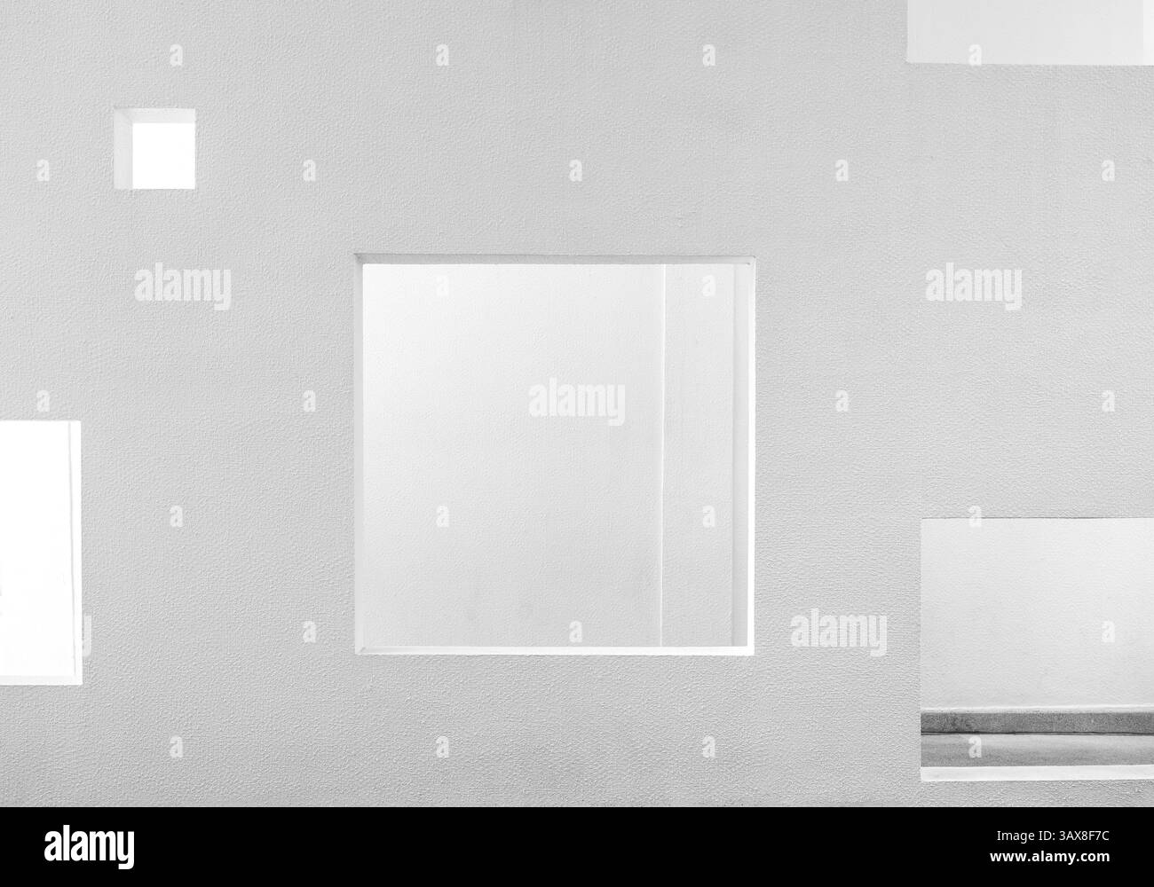 Abstract white square space windows on the wall buildings background ...