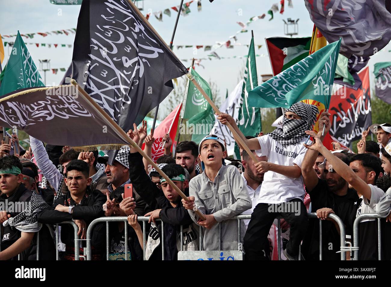 Women participating in the celebration in Diyarbakir are seen shouting Islamic slogans. The ...