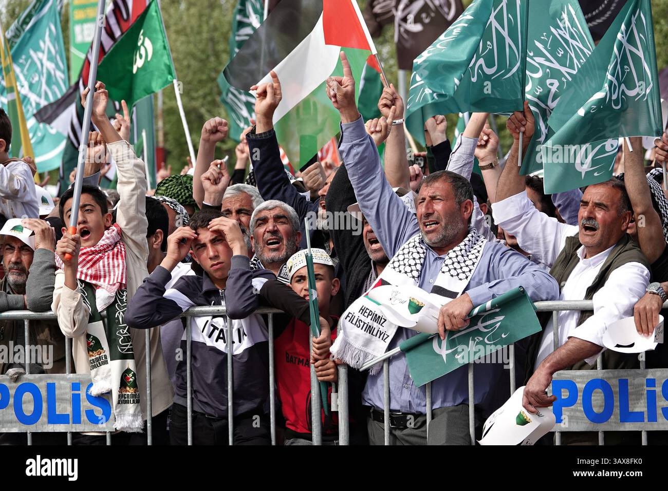 Participants of the celebration in Diyarbakir are seen shouting Islamic slogans. The birthday of ...
