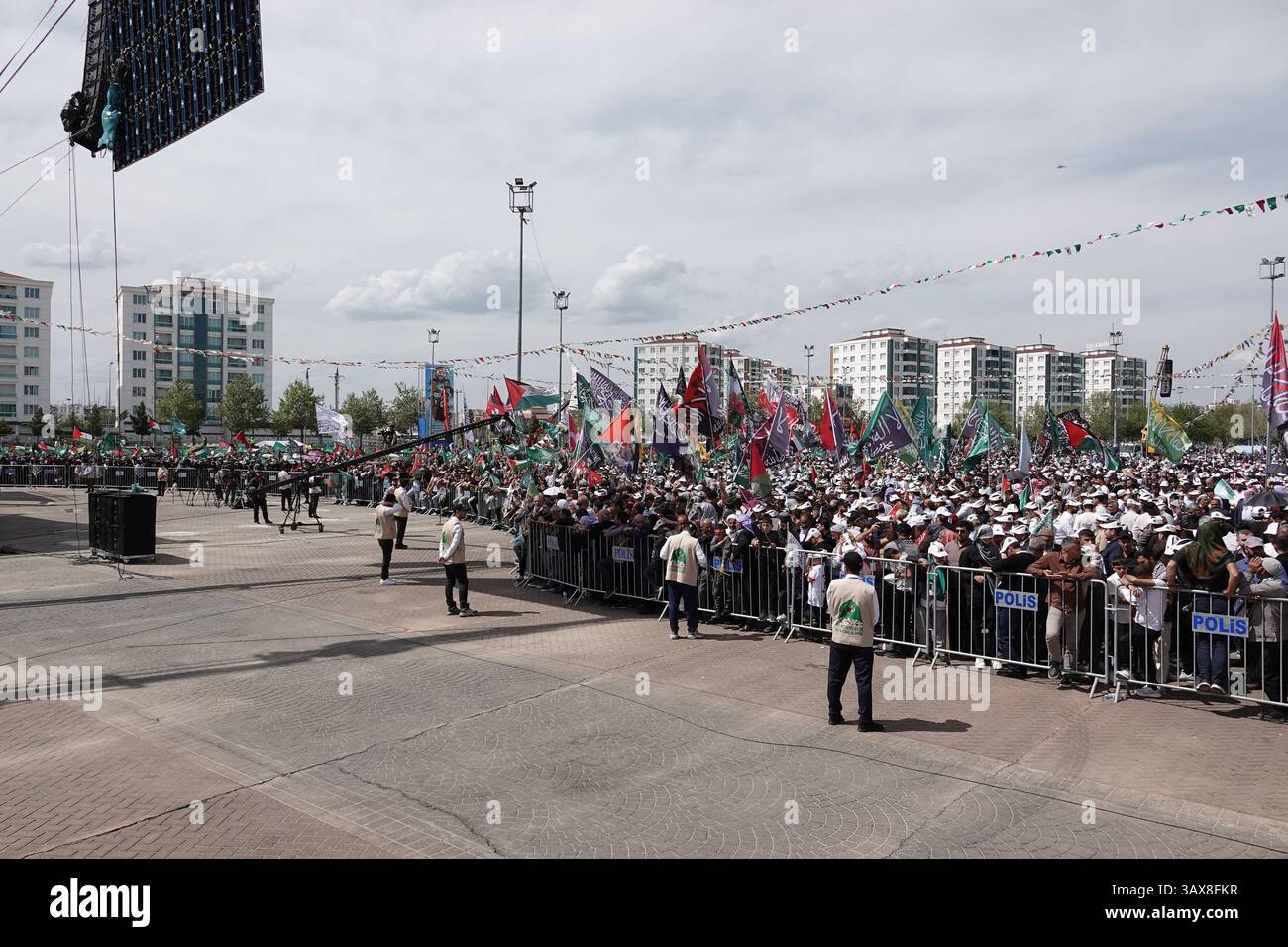 Tens of thousands of people are seen attending the event in Diyarbakir ...