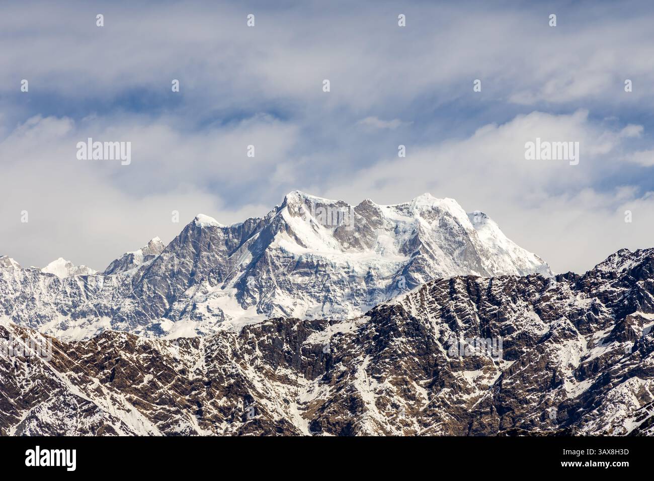 pristine view of kedarnath mountain peak with vibrant blue sky image is ...