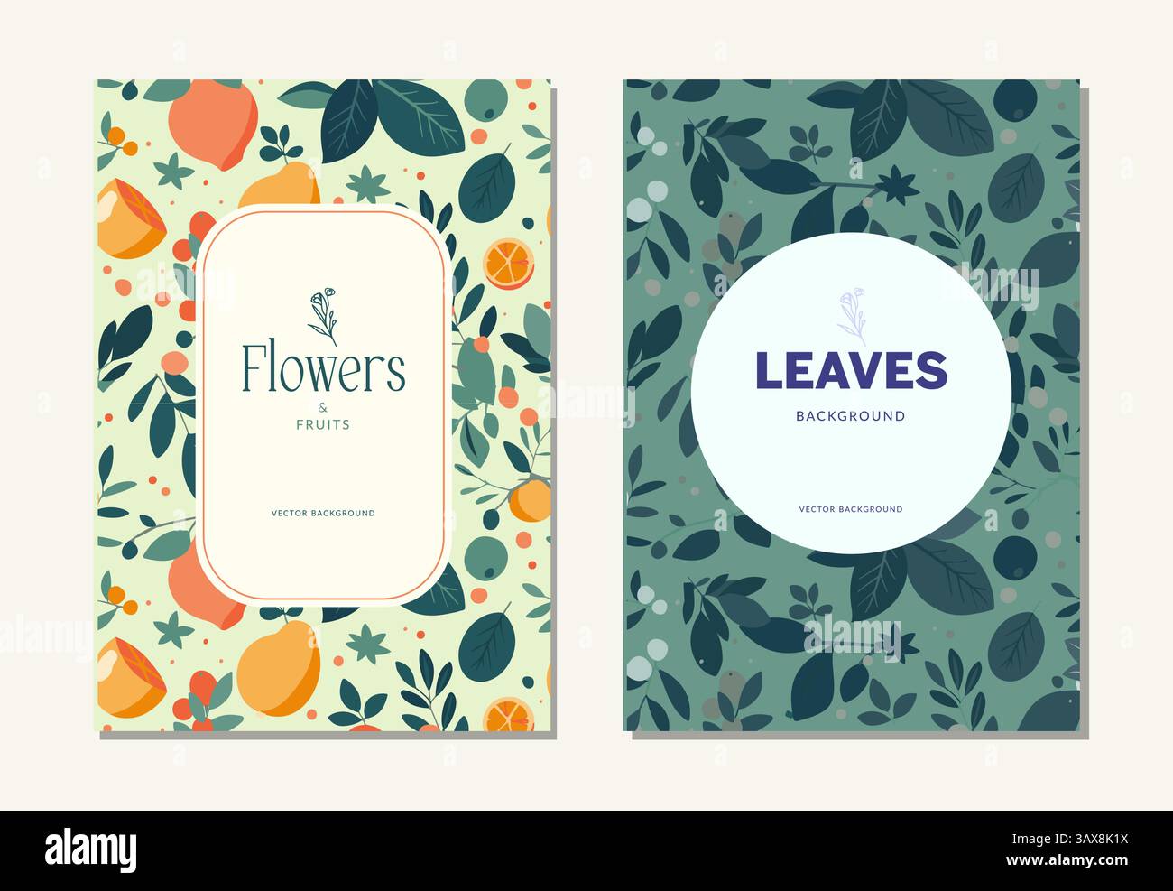 Set of posters with fruit pattern and text frame Stock Vector Image ...