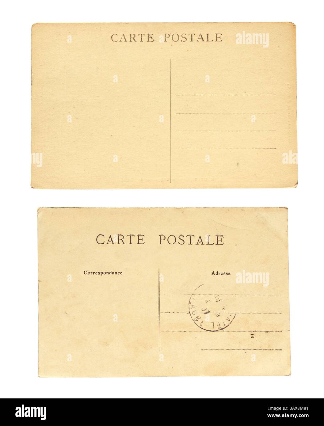 Set of blank vintage aged postcards. Retro blank post card. Isolated on ...