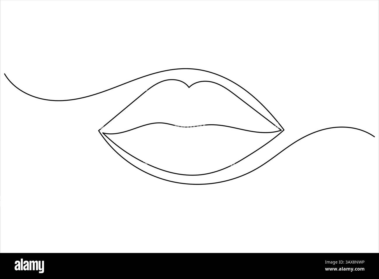 Minimalist one line lip icon continuous line drawing vector ...