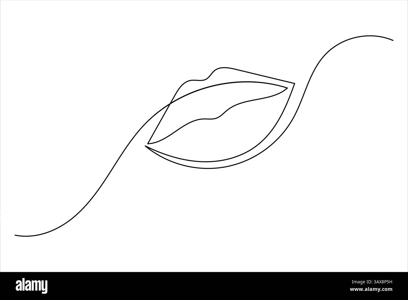 Minimalist one line lip icon continuous line drawing vector ...