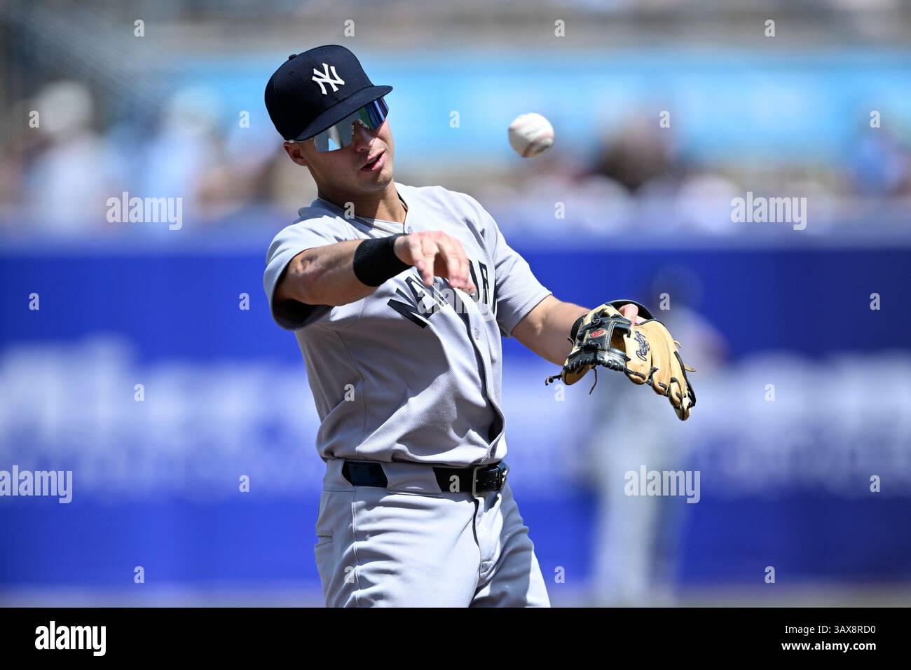 New York Yankees shortstop Anthony Volpe throws during the fifth inning ...