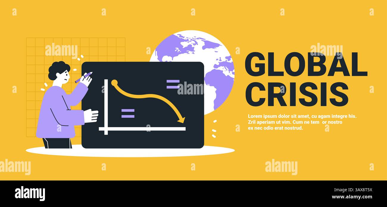 Global crisis economic downturn trade war concept businessman analyzing ...