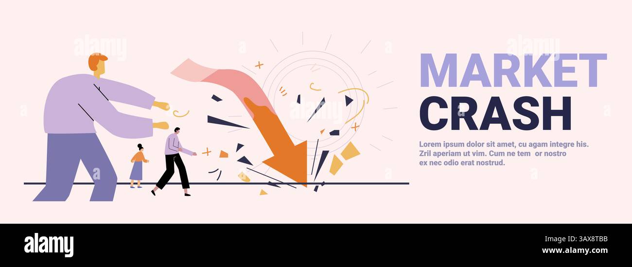 Market crash trade war tariffs war concept people watching large red ...