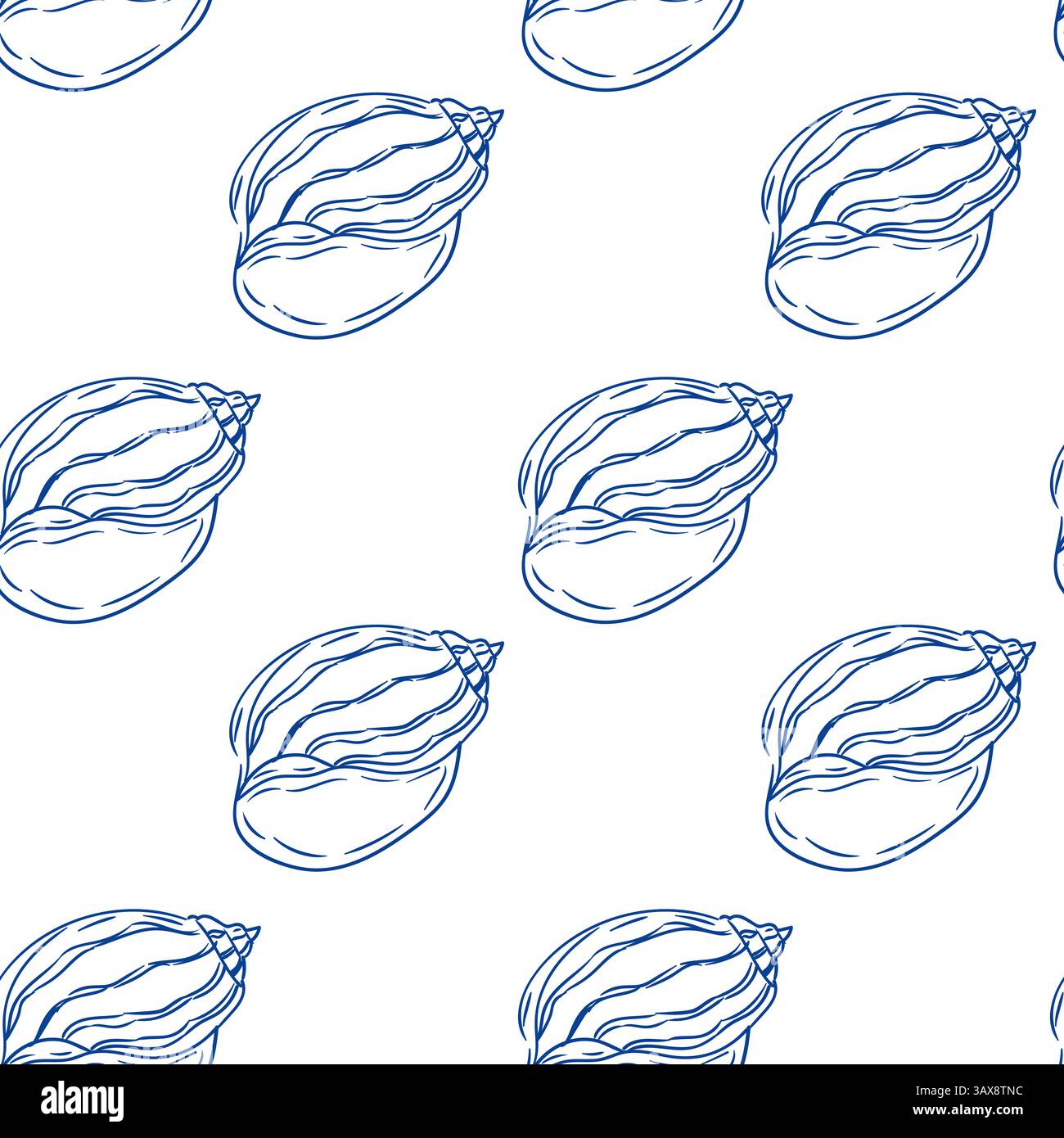 Seamless pattern of hand-drawn seashells on a white background for ...