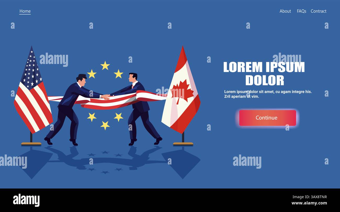 Trade war USA Canada European Union tariffs conflict businessmen ...