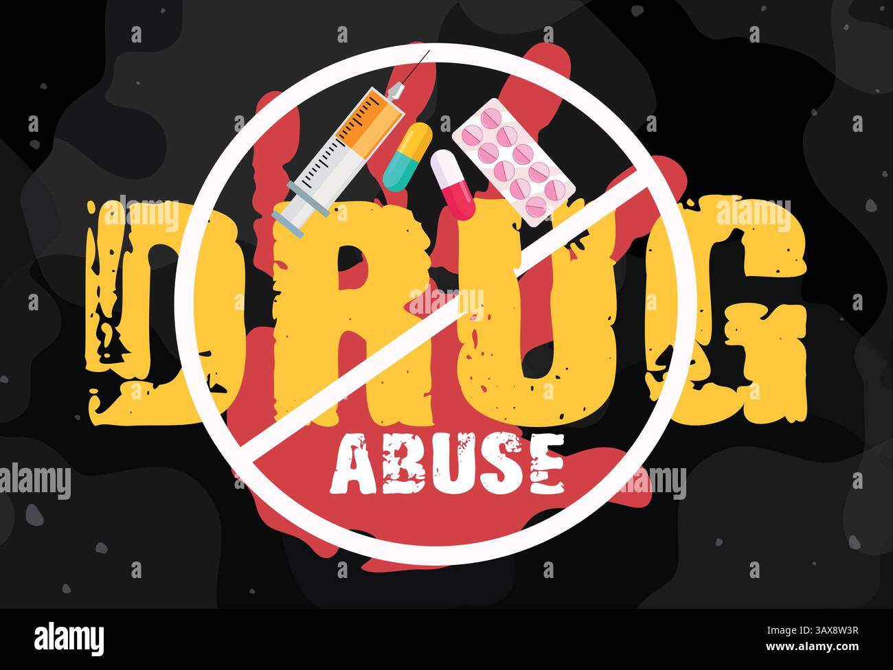 Stop drug abuse clipart poster. No to drugs campaign clip art in black ...