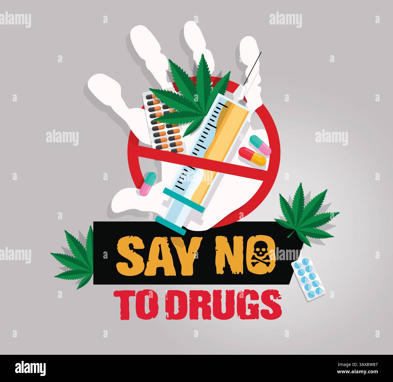 No to drug abuse clipart poster. Say no to illegal drugs warning sign clip art for anti ...