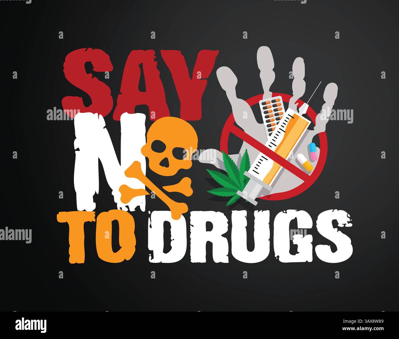 Say no to drug abuse clipart poster. Stop illegal use of drugs campaign ...