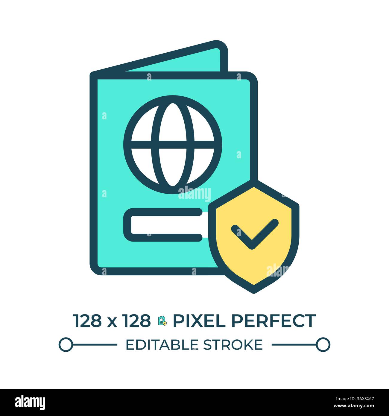 Right to nationality pixel perfect line color icon Stock Vector Image ...