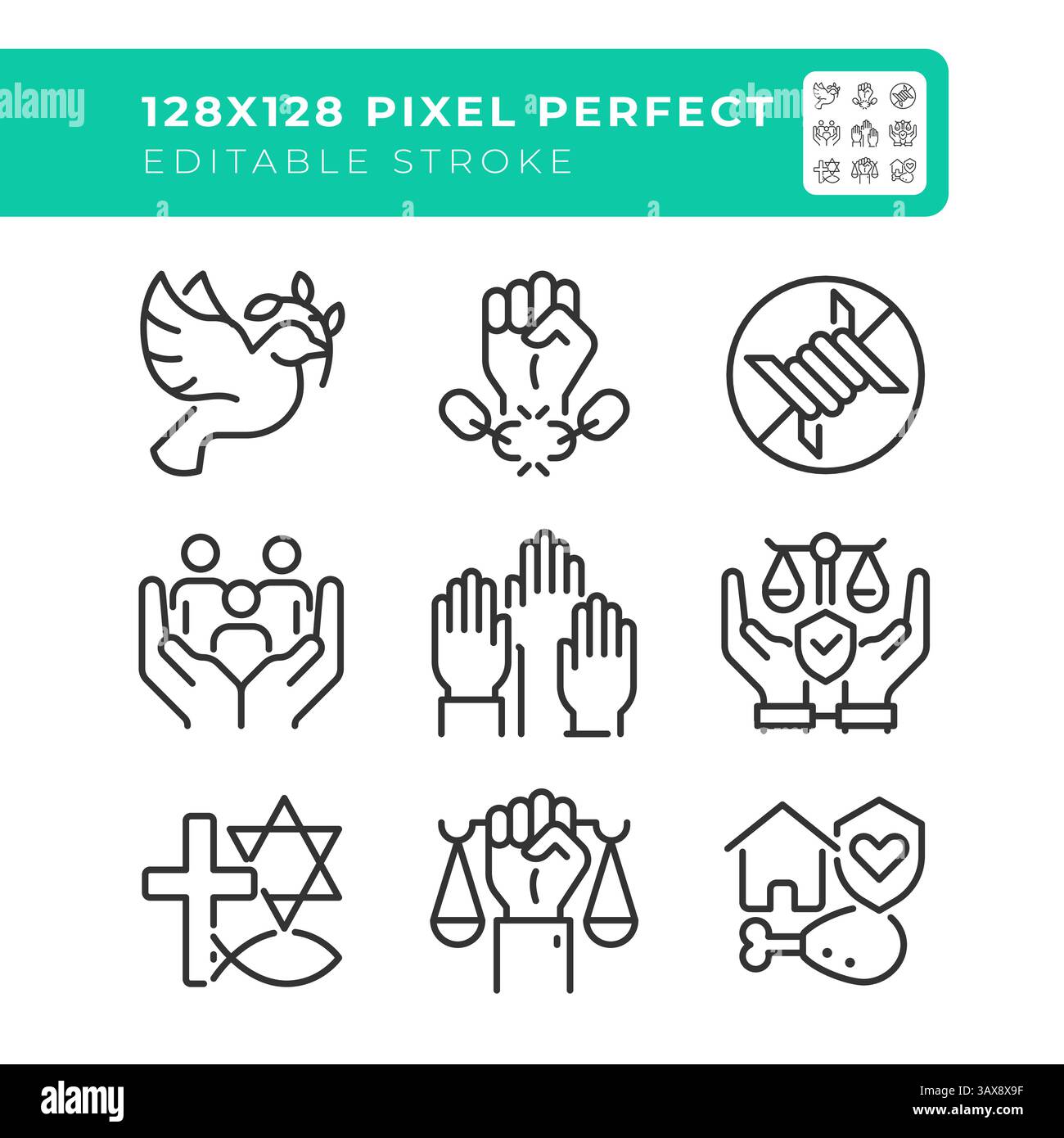 Basic human rights pixel perfect line icons set Stock Vector Image ...
