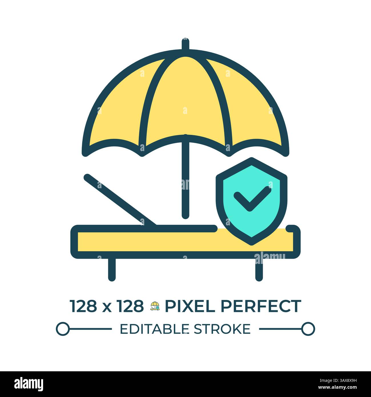 Right to rest and leisure pixel perfect line color icon Stock Vector ...