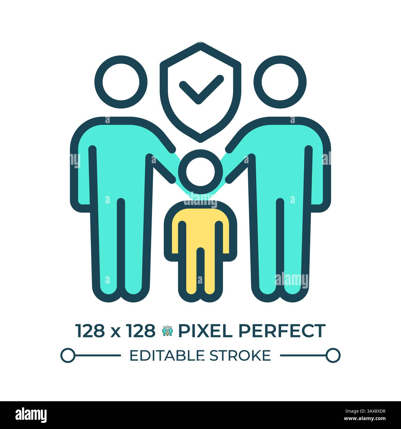 Right to marriage and family pixel perfect line color icon Stock Vector ...