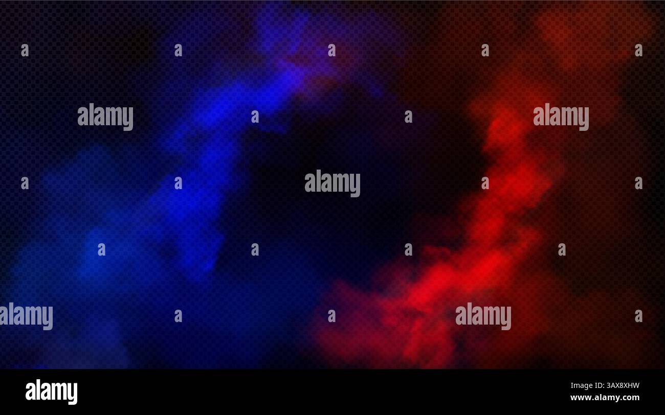 Abstract vs background - red smoke cloud against blue shade on dark ...