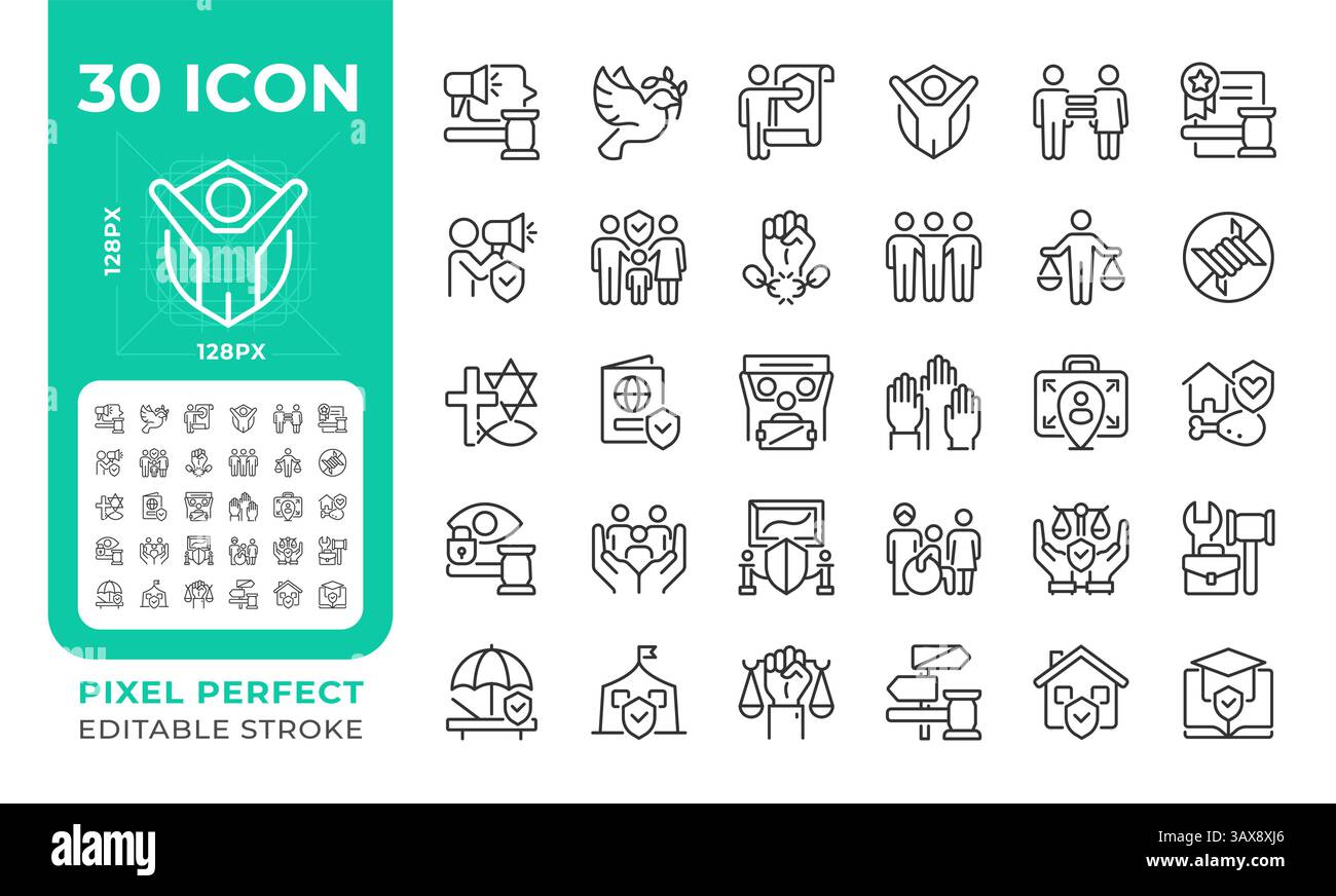 Human rights pixel perfect line icons set Stock Vector Image & Art - Alamy