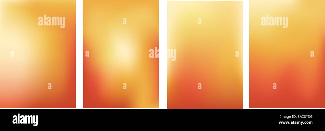 Warm colors gradient background. Sunny autumn gradation templates set ...