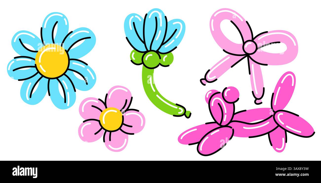 Inflatable balloon figures - colorful daisy shaped flowers with big ...