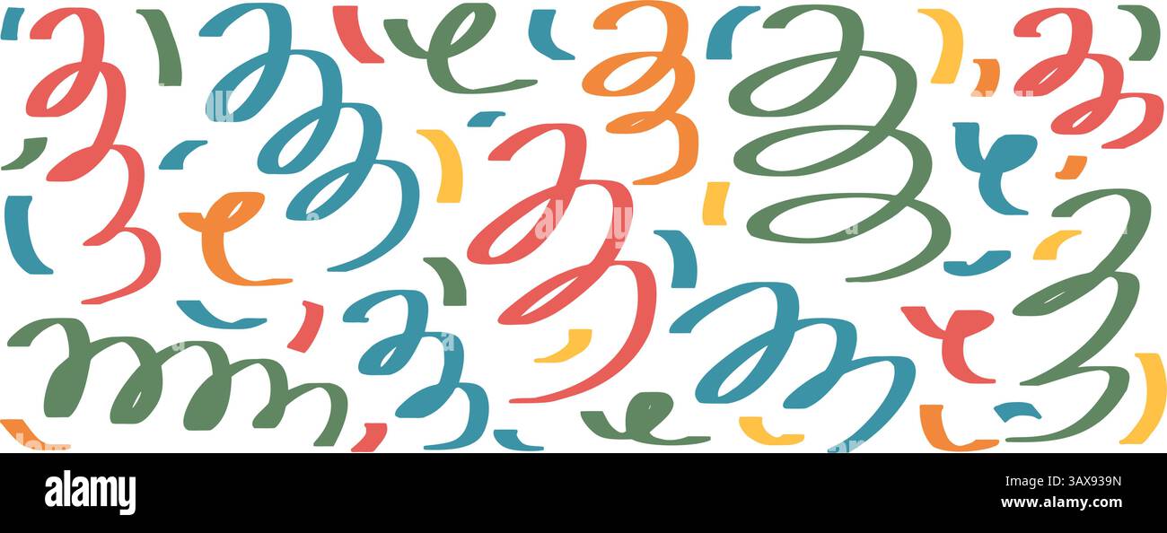 Colorful marker squiggles lines. Hand drawn kids party celebration ...