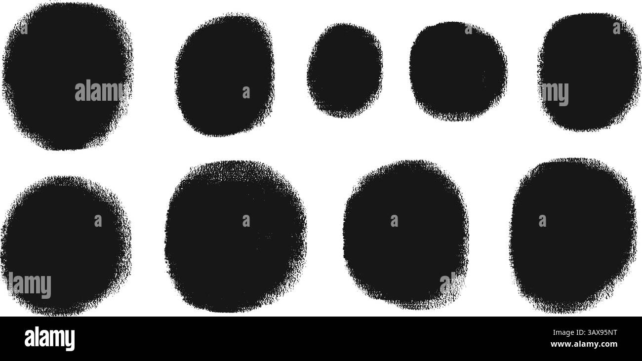 Handmade charcoal circle callout set. Polka dots aerosol spray shapes ...