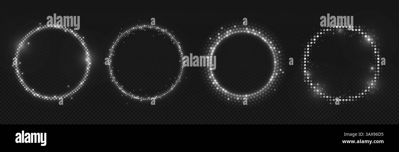 White dot circles set isolated on transparent background. Vector ...