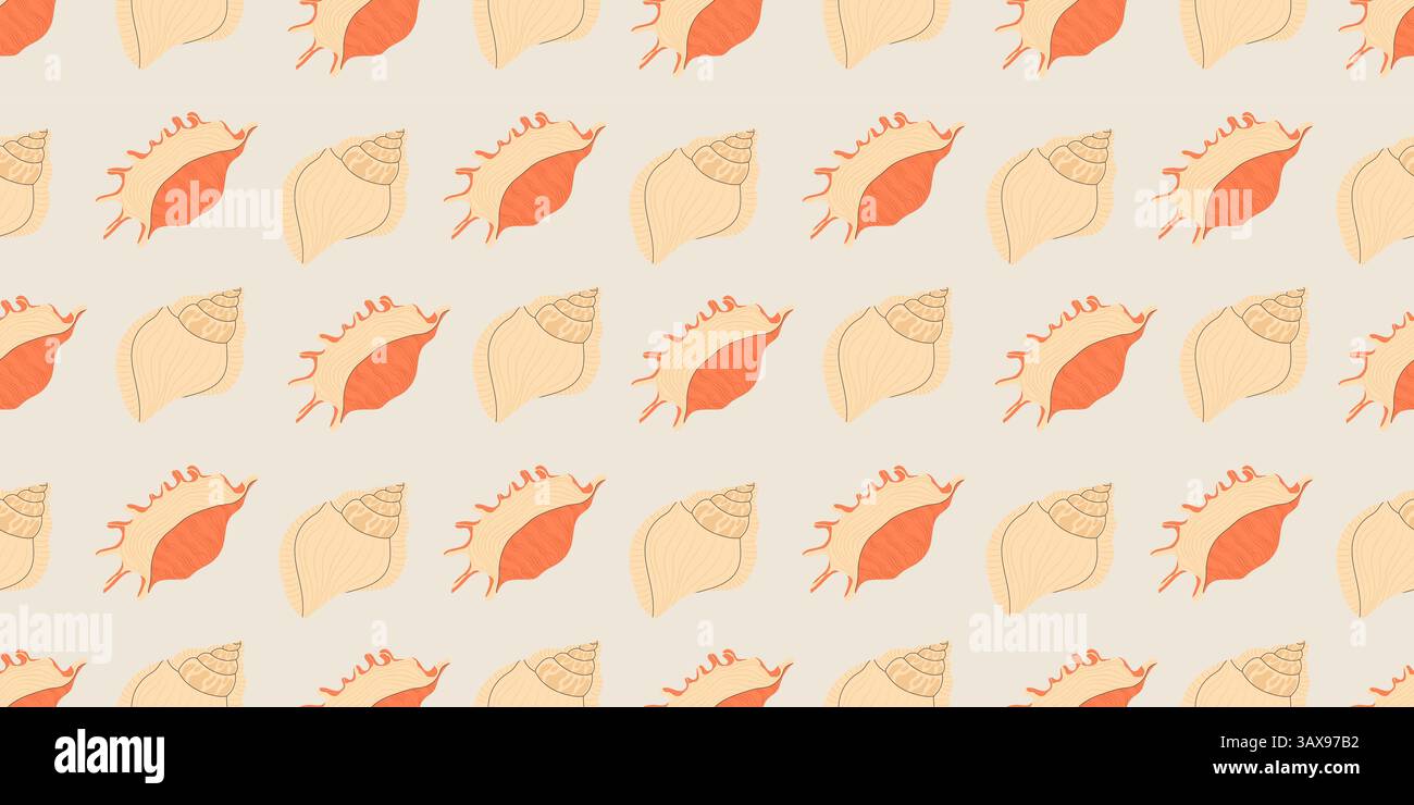 Sea shells, fossils and mollusks seamless pattern Stock Vector Image ...