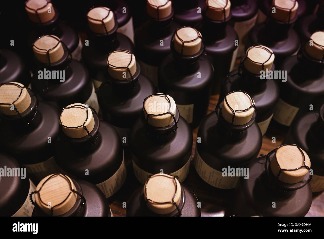 Small bottles, sealed with corks and wire Stock Photo - Alamy