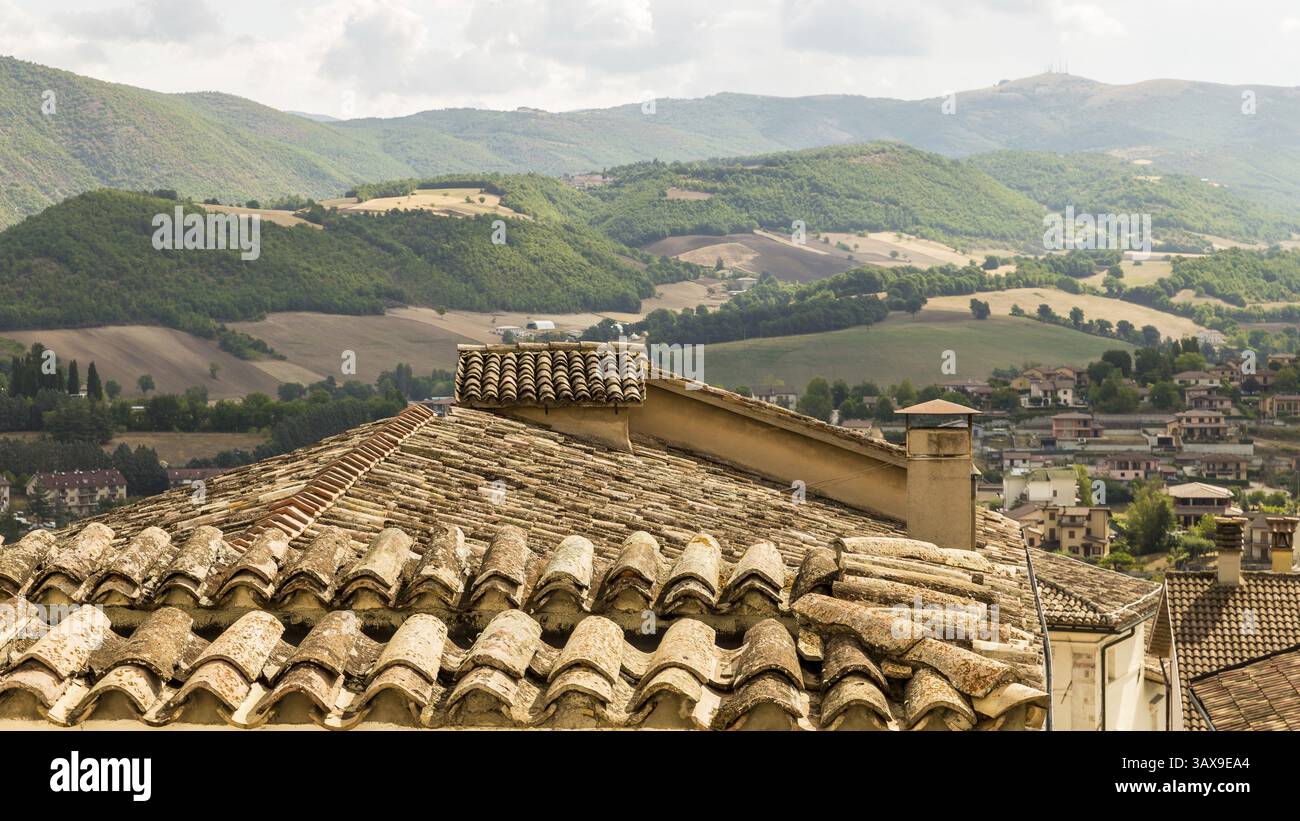 View of the ancient roofs of Assisi Italy Stock Photo - Alamy