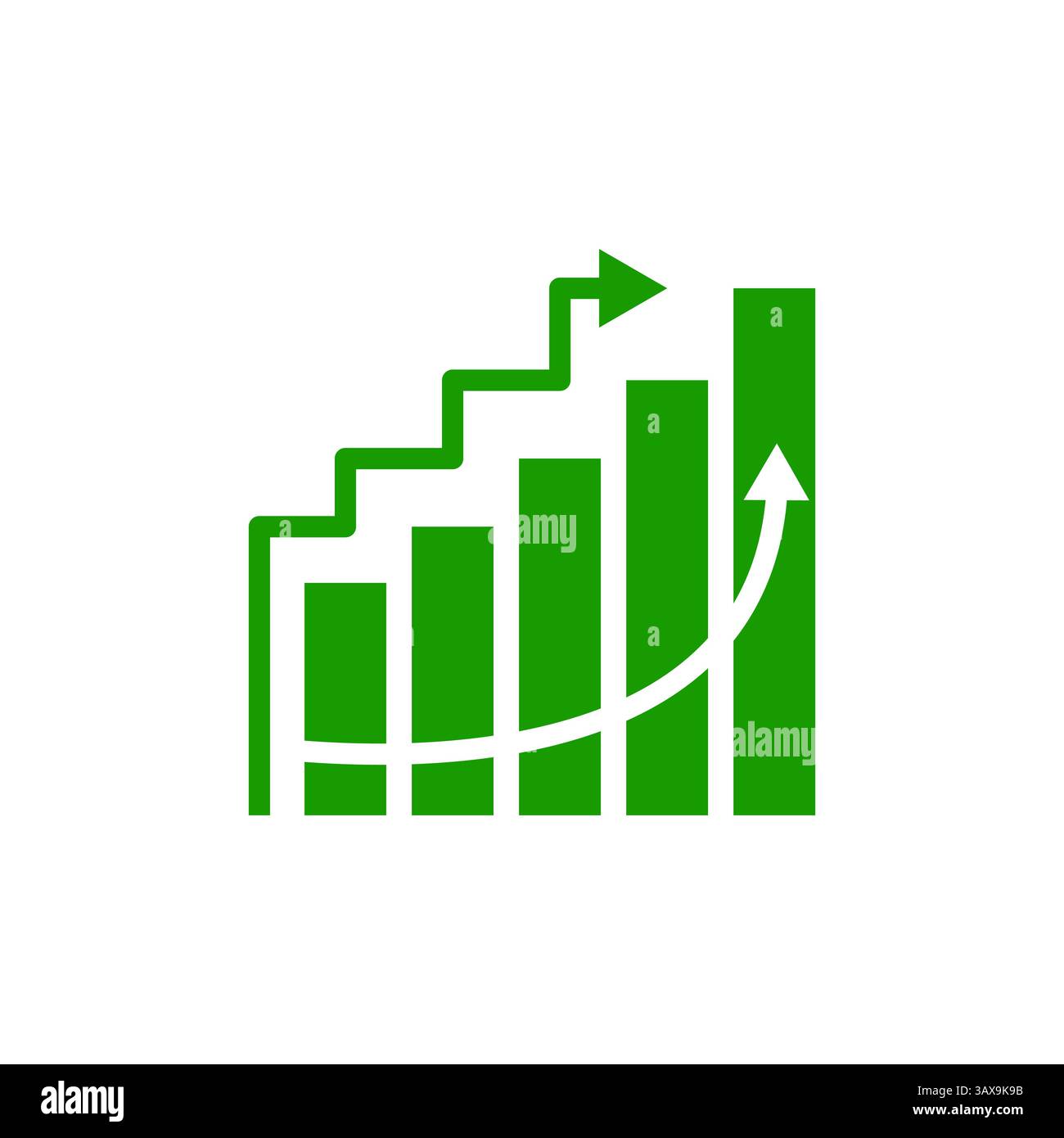Green Bar Chart with Upward Arrows Vector Concept of Growth and Success ...
