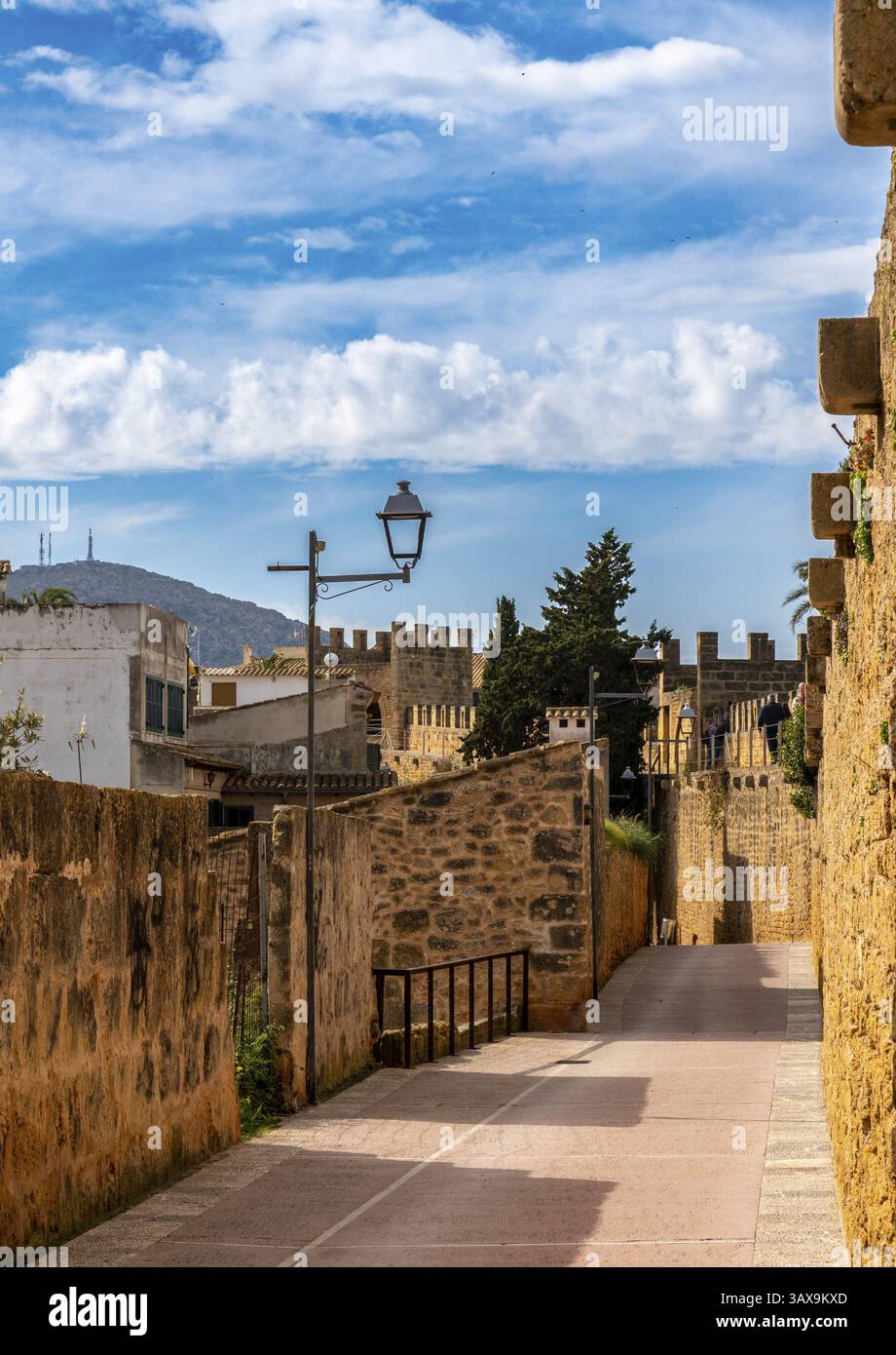 Medieval Walls, the city wall of Alcudia, Majorca, Spain, Europe Stock ...