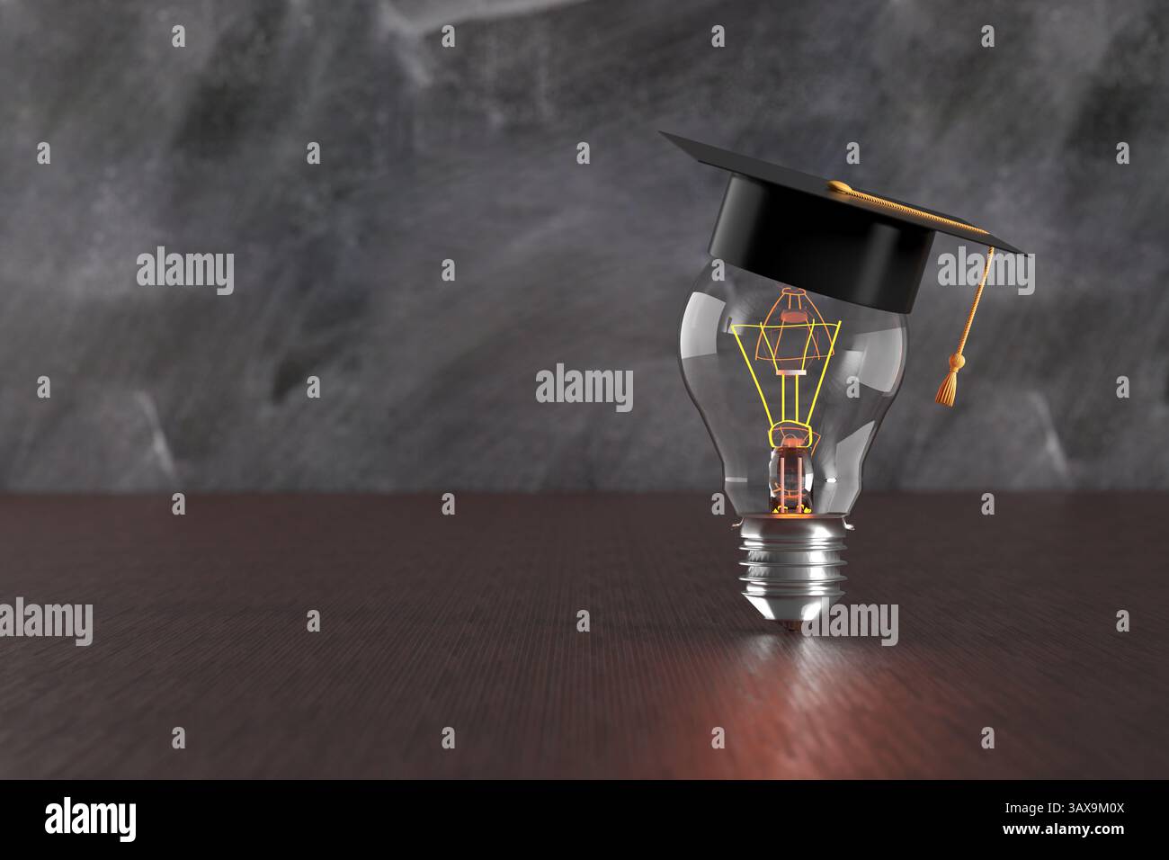 Light bulb wearing graduation cap symbolizing innovative education, knowledge, and academic ...