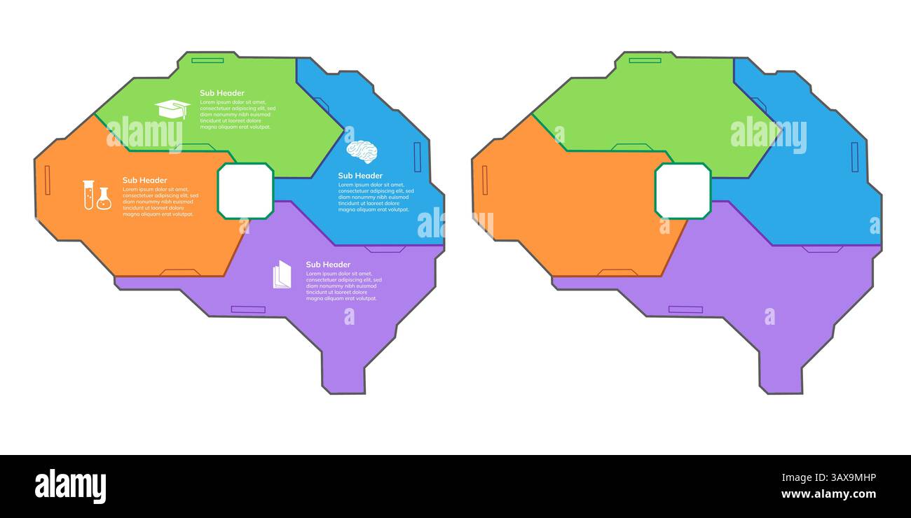 Brain shapes infographic head thinking mind knowledge concept four ...