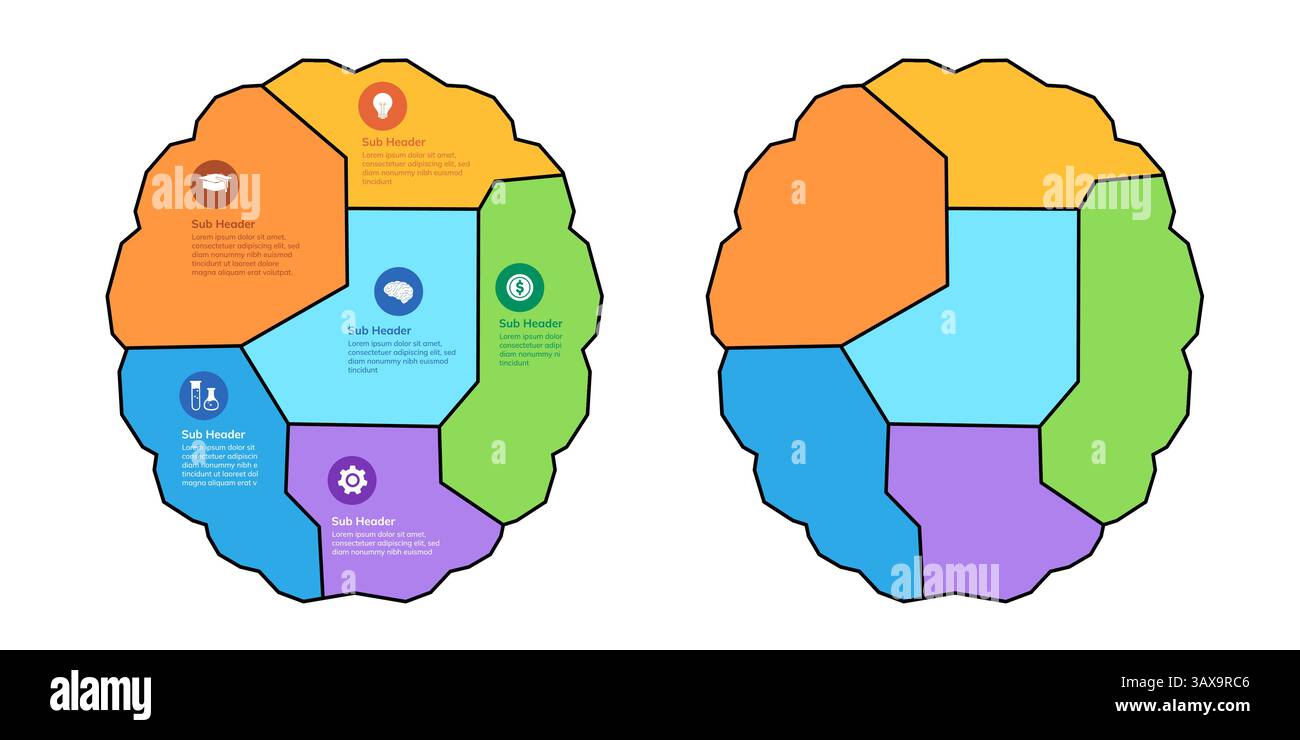 Brainstorm infographic colorful element brain thinking design ...