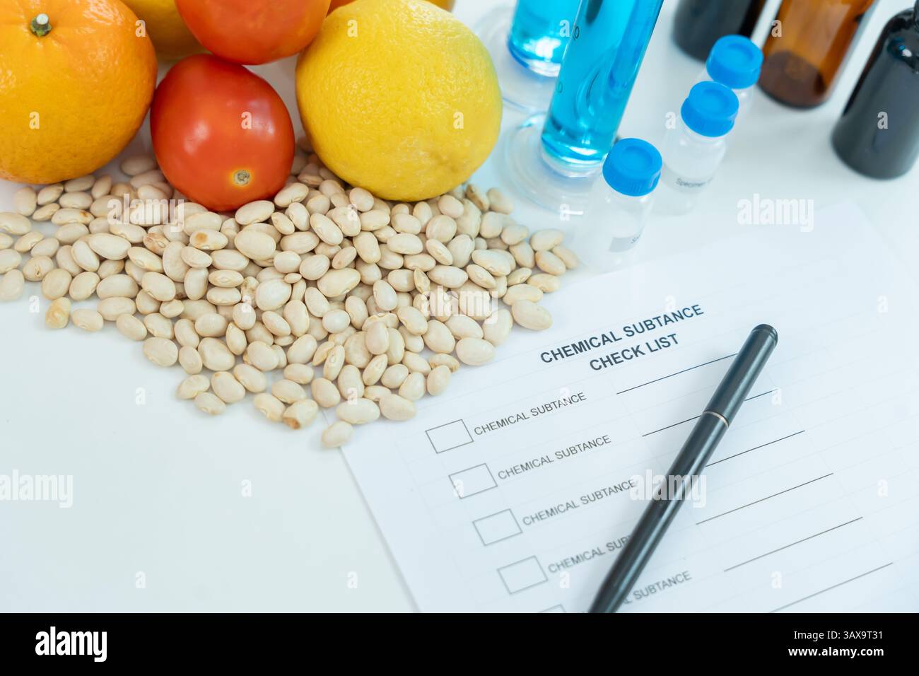 Scientist check chemical food residues in laboratory. Control experts ...