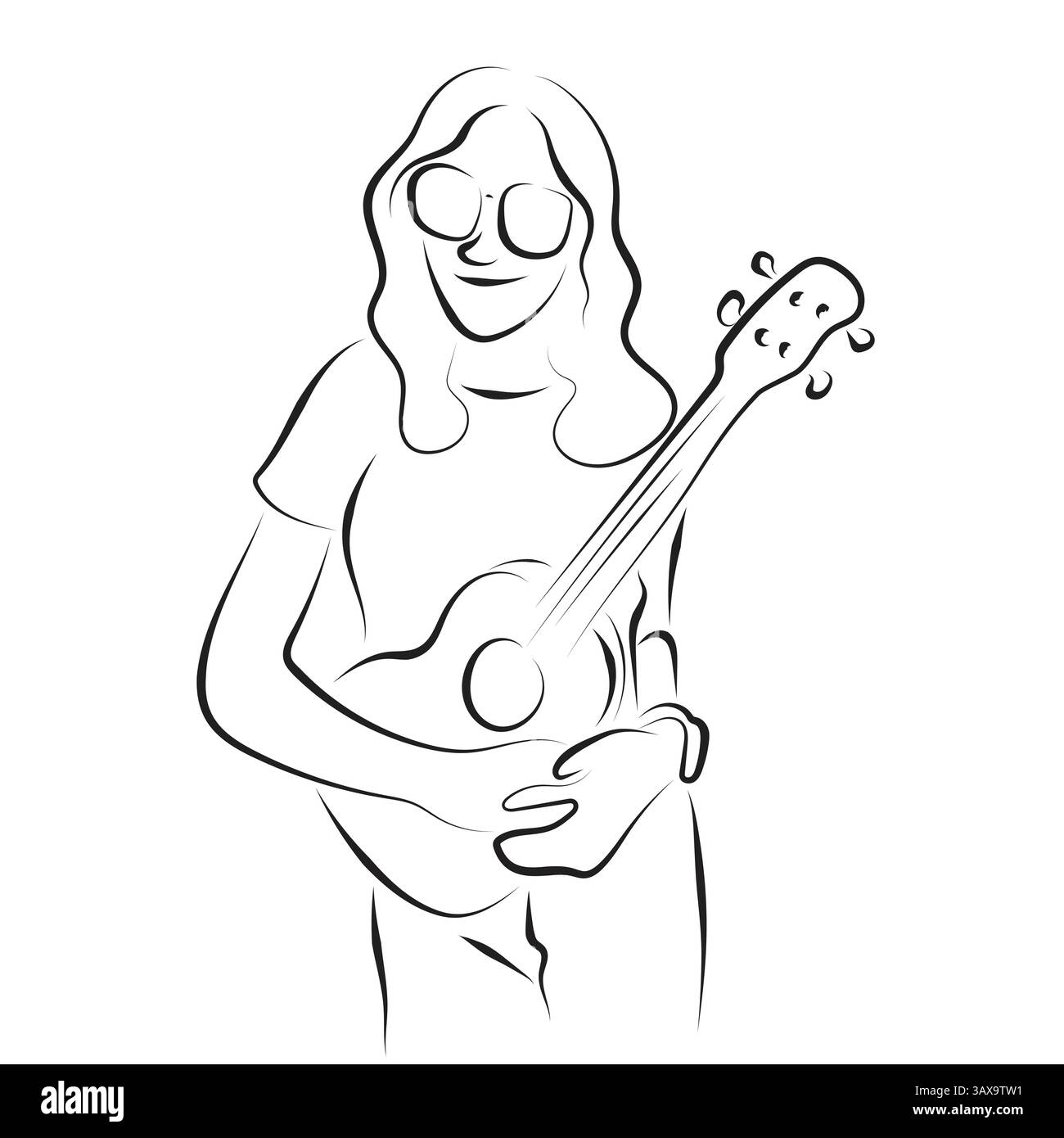 Woman playing guitar on background Stock Vector Images - Alamy