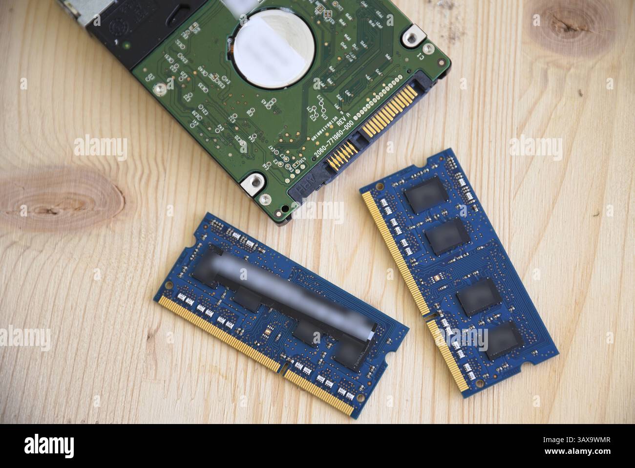From laptop mainboard and RAM - RAM and hard drive Stock Photo - Alamy
