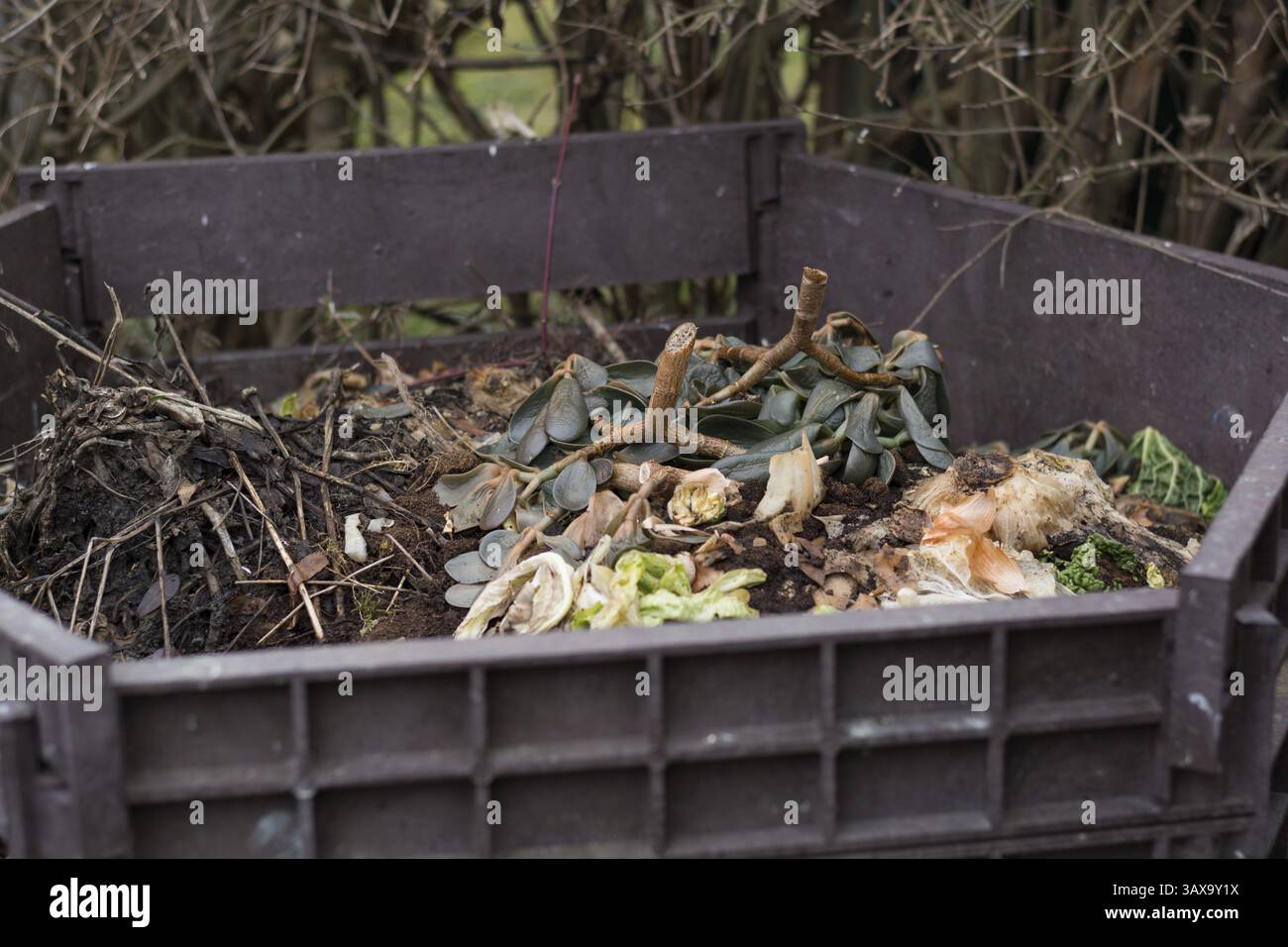 Vegetable and garden waste in an open composter Stock Photo - Alamy